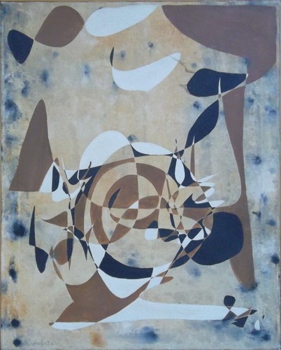 Michel Cadoret huile sur toile 1954 art abstrait New York Mexique Paris ...