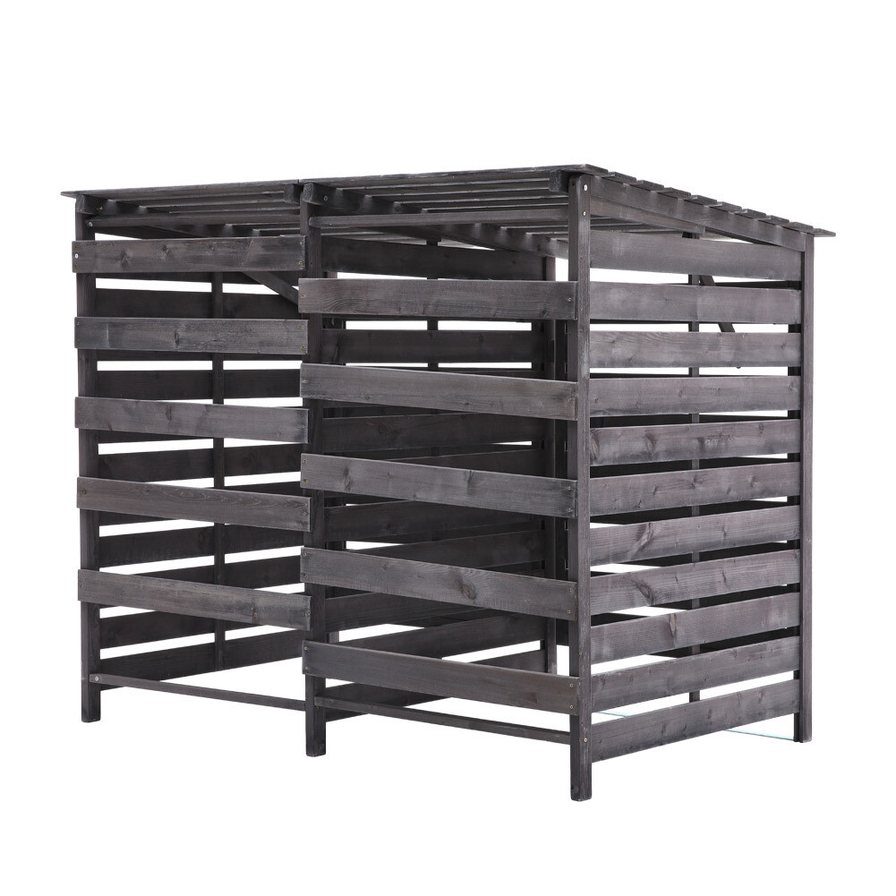 DOUBLE TRIPLE WHEELIE BIN STORE WOODEN STORAGE SHED DUSTBIN COVER ...