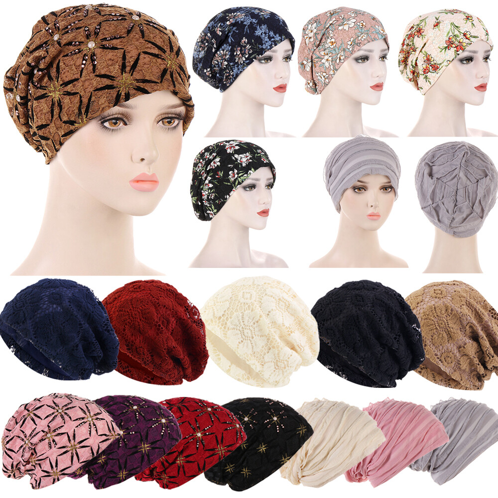 Women Ladies Beanies Hijab Hat Turban Muslim Hair Loss Chemo Cap Head Scarf Wrap | eBay
