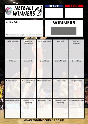 Netball Fundraising Scratch Cards - 20 Square - A6 - 10 Pack - TB0050 ...