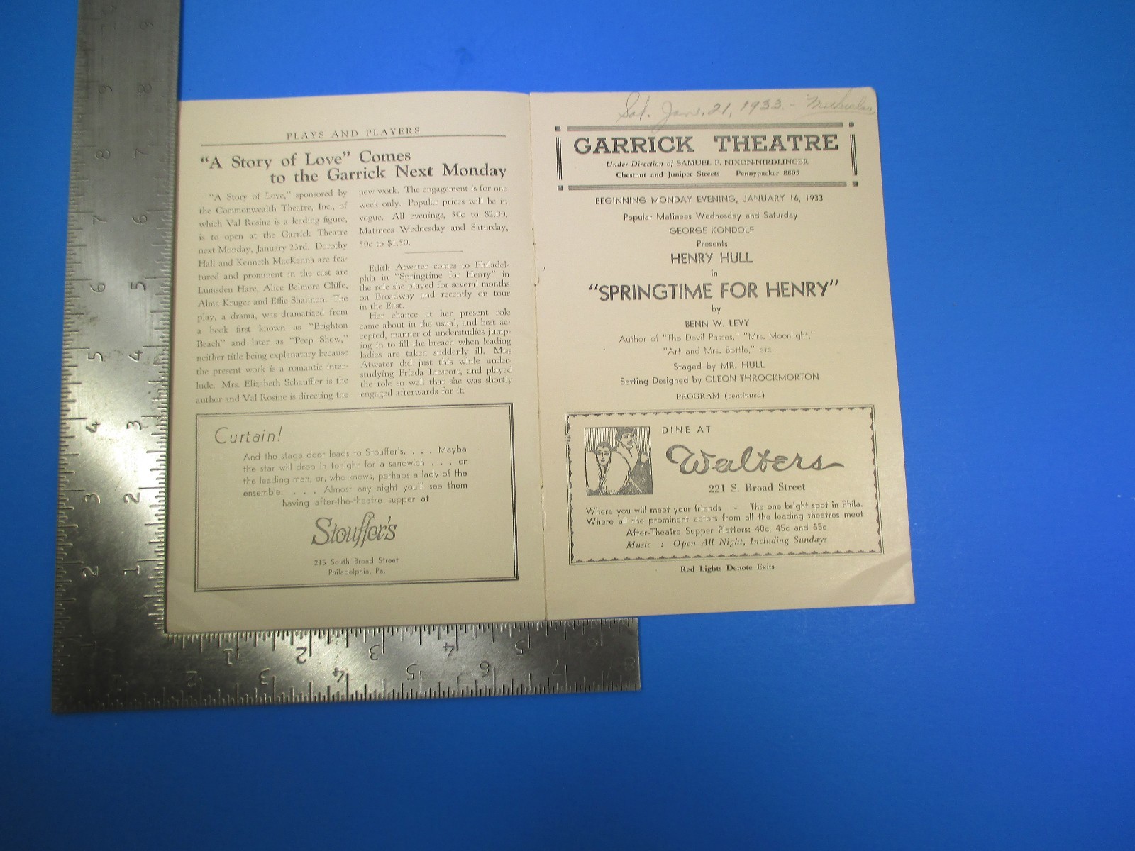 Playbill Plays & Players Garrick Theatre Springtime Henry 1933 Great ...