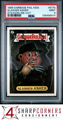 1988 GARBAGE PAIL KIDS STICKERS DIE-CUT #617b SLASHER ASHER SER 15 PSA ...