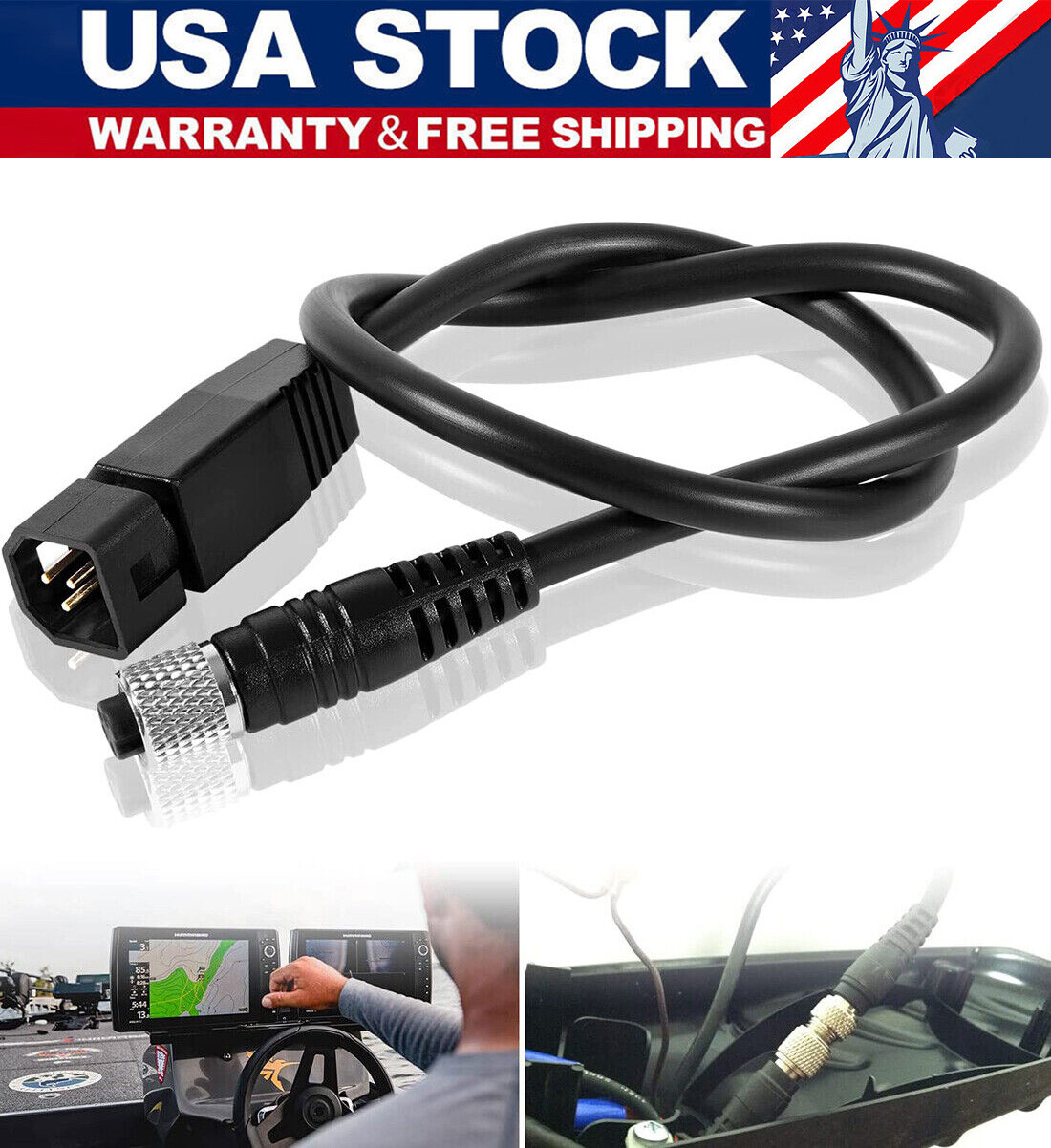 For Minn Kota MKR-US2-8 Humminbird 7-Pin US2 Transducer Adapter Cable ...