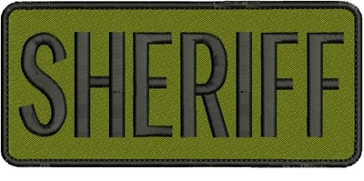 sheriff embroidery patches 3x7 hook on back black letters Od green | eBay