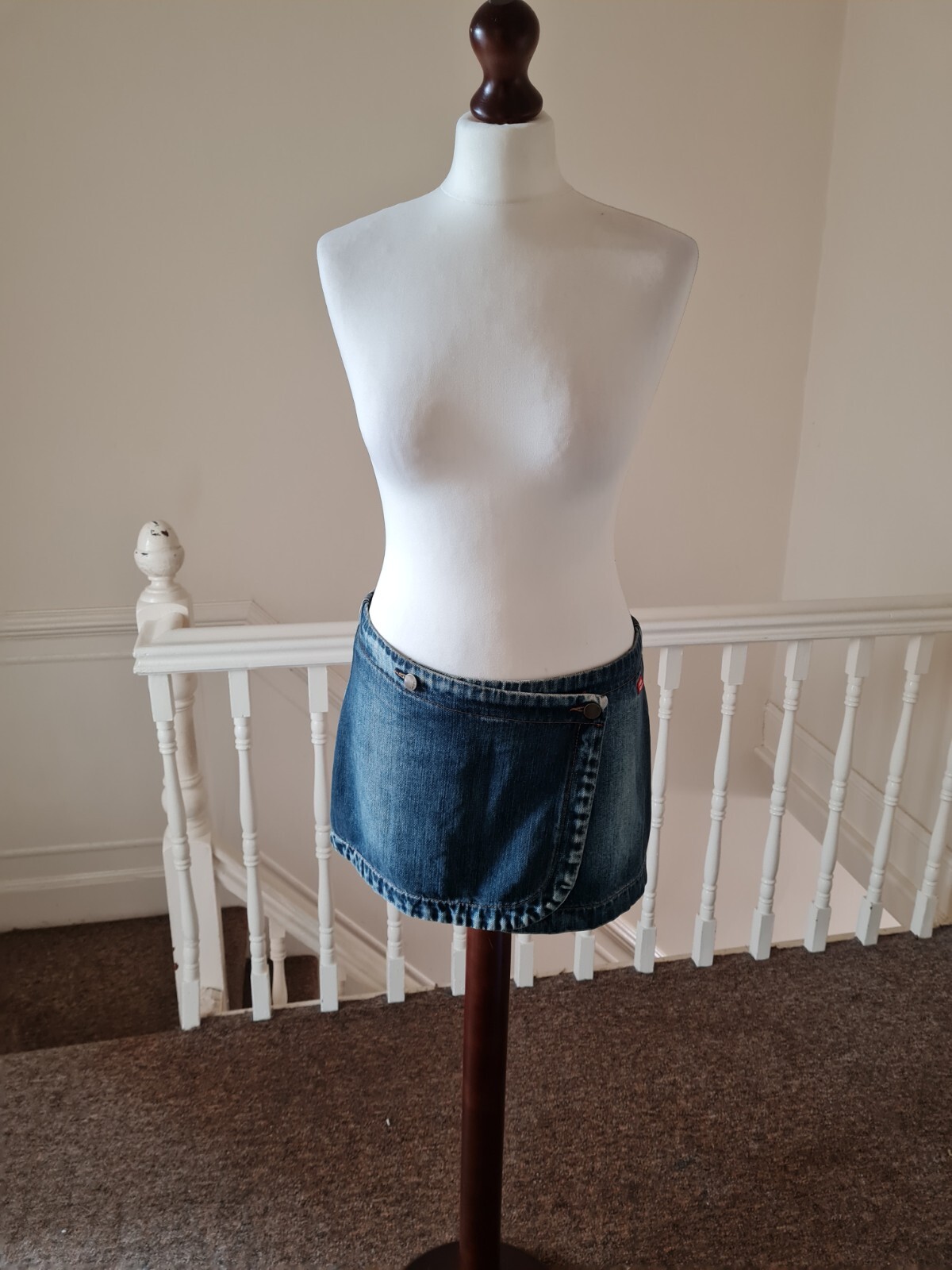 Vintage 00s Y2k Miss Sixty M Blue Denim Wrap Micro Mini Low Rise Bella ...