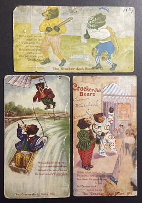 LOT of 3 Cracker Jack Bears printed Postcards No. 3, 5, & 12 B.E ...