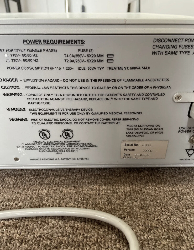 Mecta Corp spECTrum 5000Q Electroconvulsive Therapy | eBay