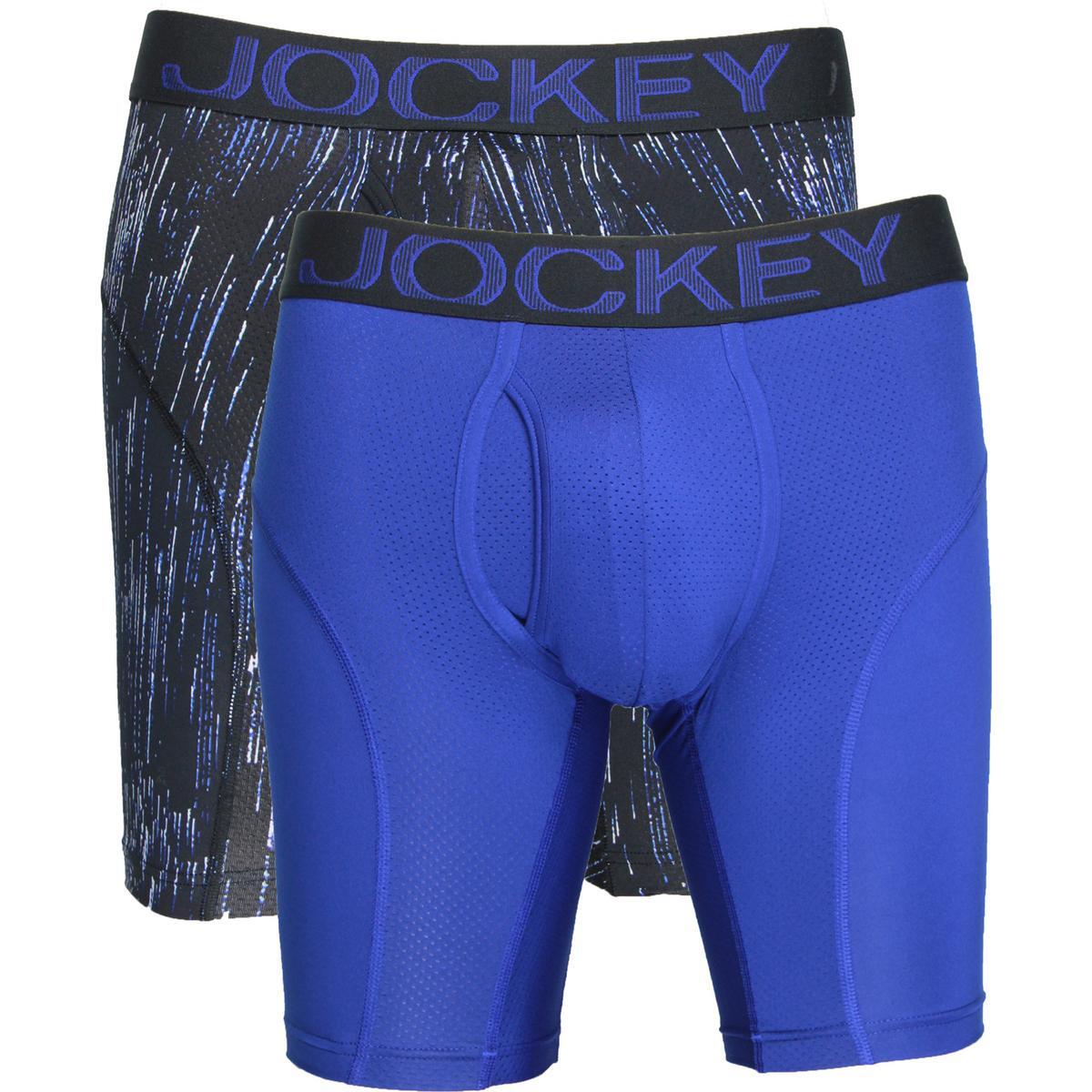 Jockey Mens Midway Navy 2PK Underwear Boxer Briefs Athletic S 28-30 ...