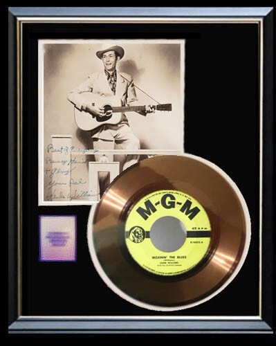 HANK WILLIAMS SR. MOANIN THE BLUES GOLD RECORD SIGNED AUTOGRAPHED PRE ...