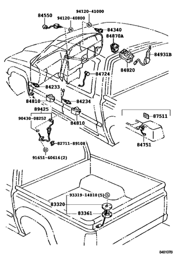 84550-35010 Toyota 4 Lanner Pickup 91-95 Hilux OEM Warning Parking ...