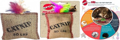 Ethical Jute and Feather Sack with Catnip Cat Toy 4.5', Blacks & Grays ...