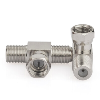 2-Pack F Type Splitter 3 Way F Male to Dual F Female Coaxial Connector ...