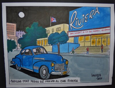 CUBA Classic Car Drawing 1941 CADILLAC SERIES 62 by Lacoste CUBAN ...