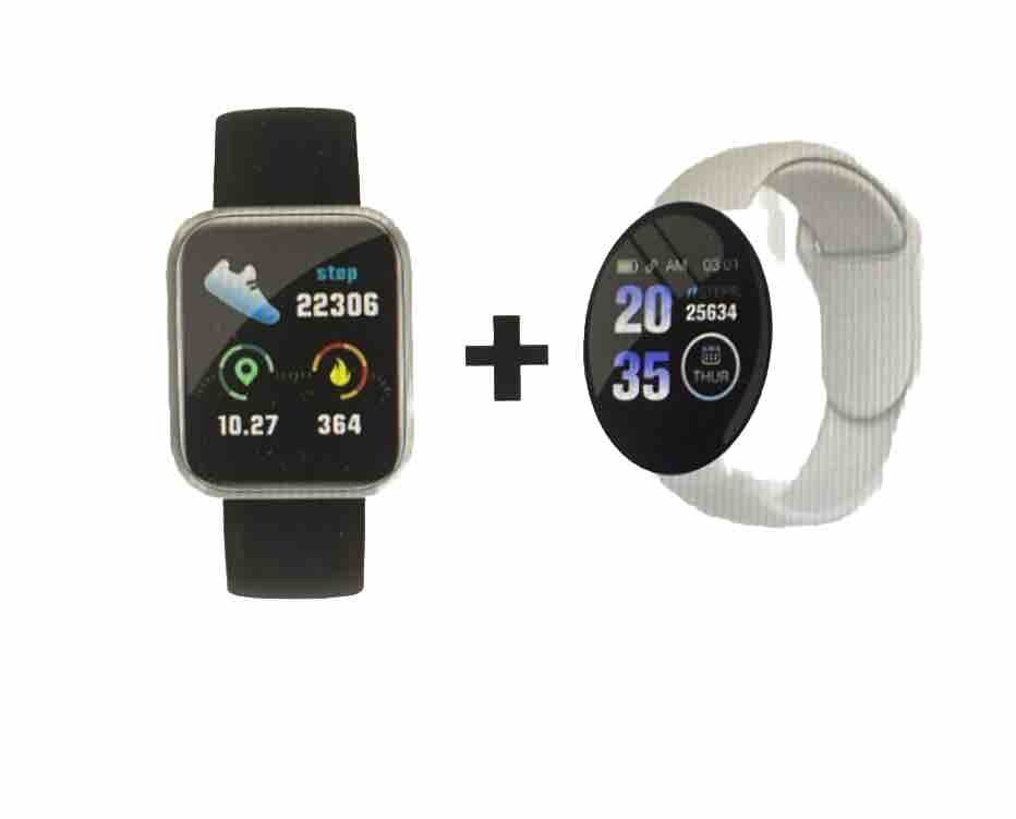2Pcs Real Step Count Rechargeable Smart Watch Men & Women Fitness Watch ...