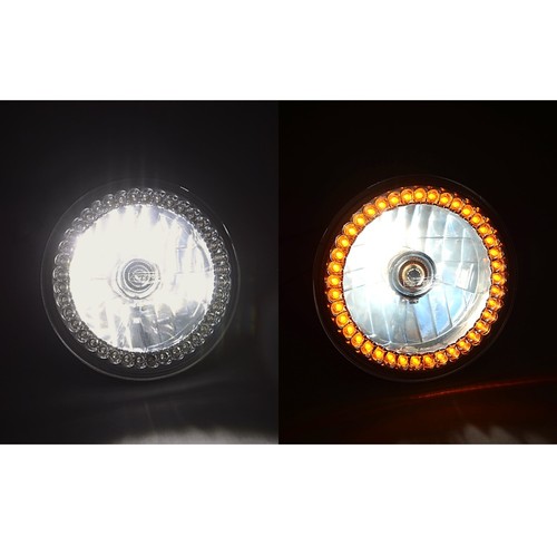 7" Amber LED Angel Eye Ring Motorcycle Halo Headlight Blinker Turn ...