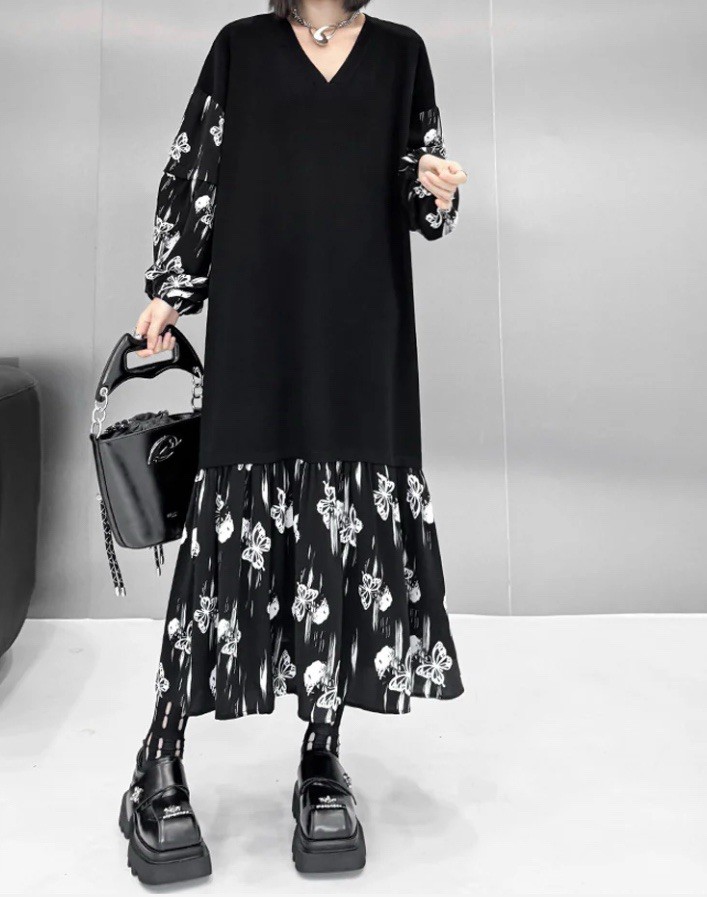 Black Arty Casual Unique Edgy Chic Floaty Fine Knit Ladies Long Loose ...