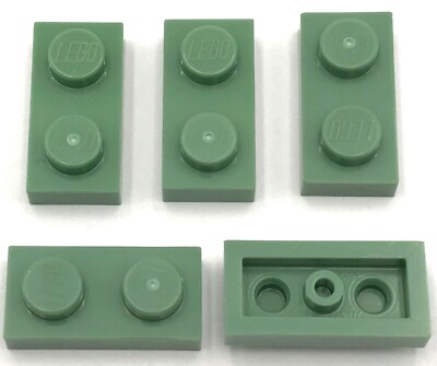 Lego 5 New Sand Green Plates 1 x 2 Pieces | eBay