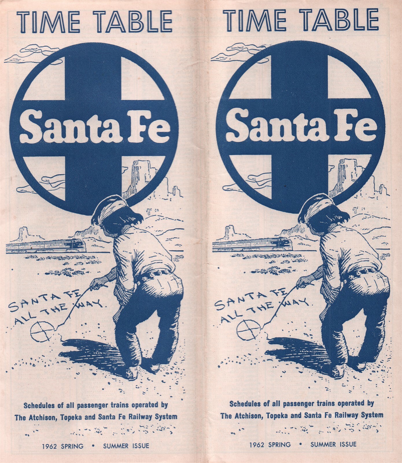 Santa Fe Time Table Timetable 1962 Spring-Summer Issue - Santa Fe All ...