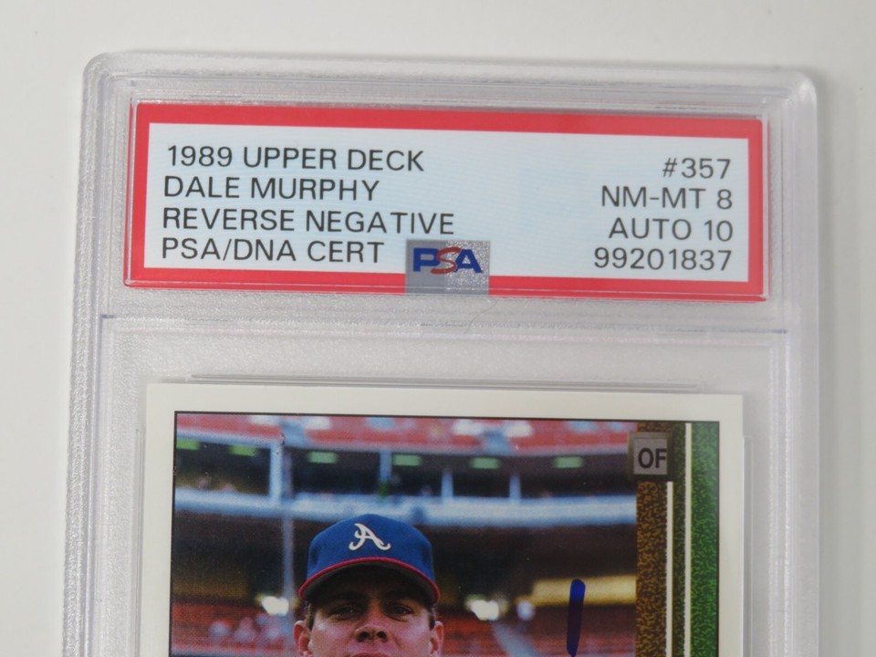 Dale Murphy BRAVES Signed 1989 Upper Deck Reverse Negative Card 357 PSA ...