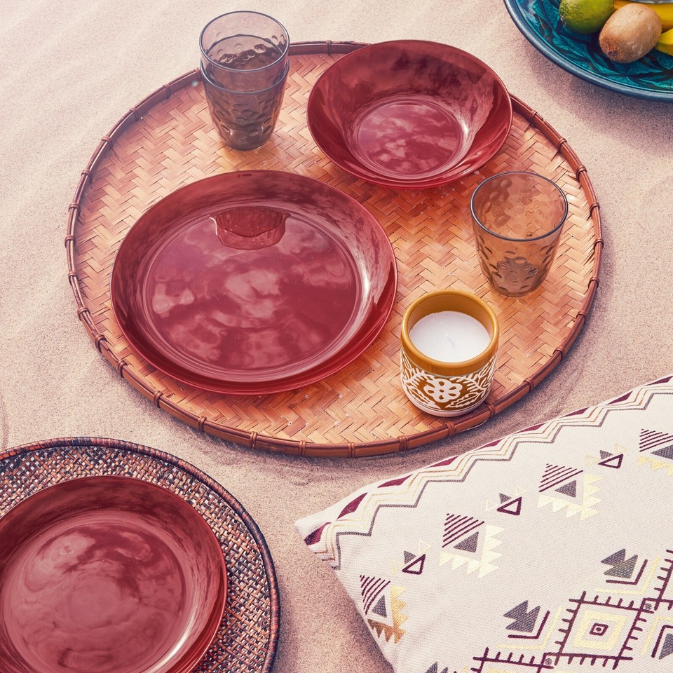 Luminarc Arty Translucent 18pc Opal Glass Dinner Set Dinnerware Summer ...