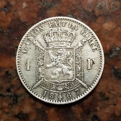 1867 BELGIUM 1 FRANC COIN .835 SILVER - OVER 155+ YEARS OLD - #B2735 | eBay