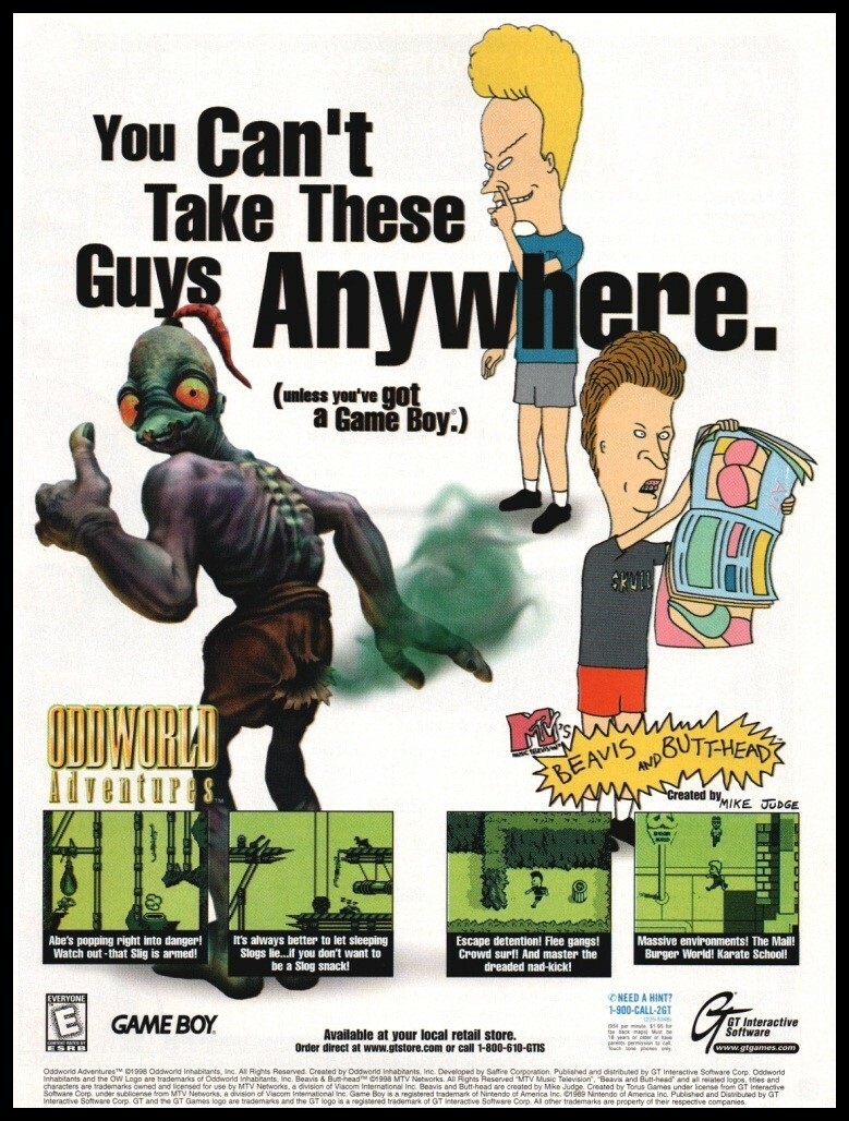 Beavis and Butt-Head 1998-print ad / mini-poster-Game room,man cave art ...