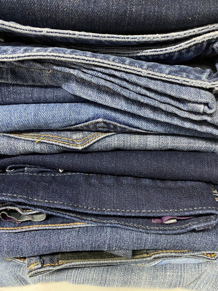 Bulk Denim Jeans Lot 10+ lb Mens Womens Scrap Crafting Blue Colored ...