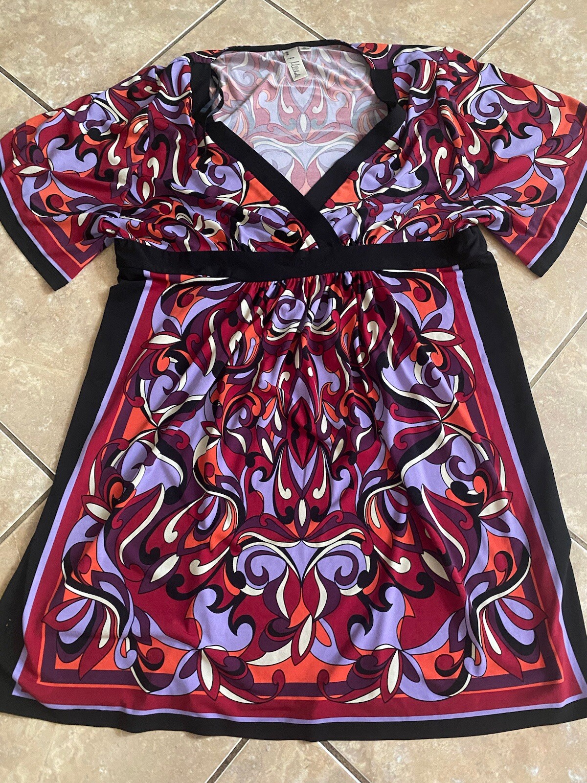 Emma & Michele XL Groovy Kimono Style Short Dress Jer… - Gem