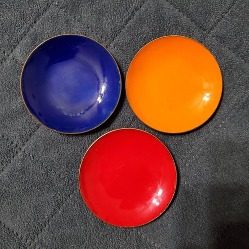 Set Of 3 Vintage Bovano Of Cheshire, CT Enamel on Copper 3 5/8" Small ...