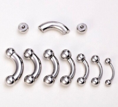 Solid Titanium 12G 8G 6G 4G2G 0G Internally Threaded Gauges Curved Ball ...