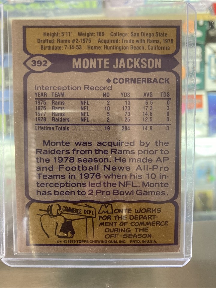 1979 Topps Monte Jackson Oakland Raiders #392 | eBay