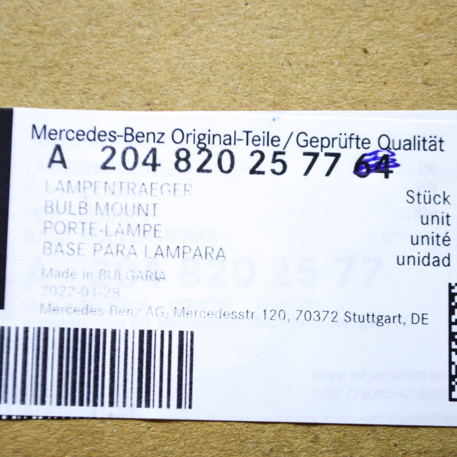 Mercedes-Benz C-Class W204 Rear Right Headlight Socket A2048202577 NEW ...