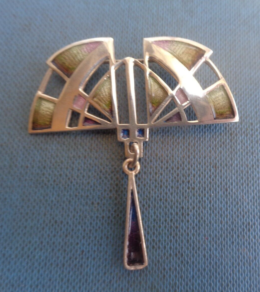 Scottish Sterling Silver & Enamel Art Deco Brooch - Pat Cheney 1980s ...