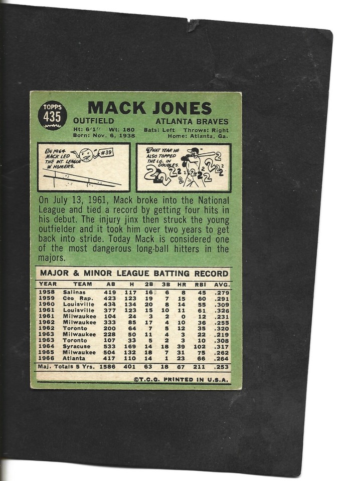1967 Topps MLB # 435 Mack Jones | eBay