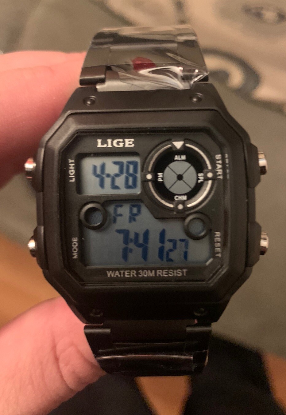 LIGE Brand Mens Digital Watch Casio Homage Stainless Steel Square Dial ...