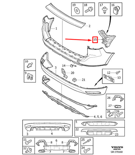 Support montage pare-chocs ext rieur arri re VOLVO XC60 31323764 ...