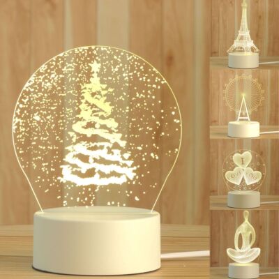 Romantic Love 3D Acrylic Led Lamp for Home Children's Night Light Table ...