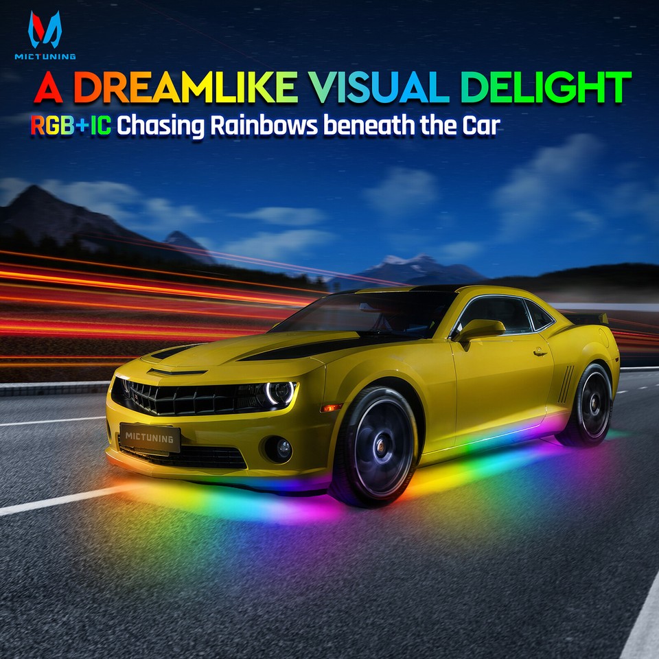 MICTUNING N8 Car Underglow Light Bar Kit,Chasing Color RGB+IC LED Strip ...