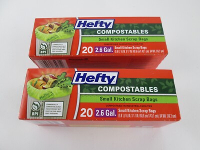 2 boxes Hefty® Compostable Kitchen Food Scrap Bags 20 ct 2.6 Gallon | eBay