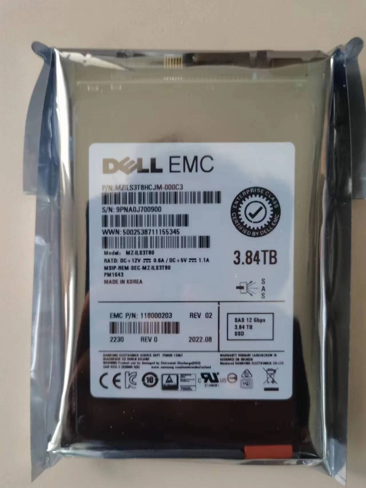 Dell EMC D4F-2SFXL2-3840 UNITY XT380 XT480 3.84TB SSD 2.5 005053679 ...