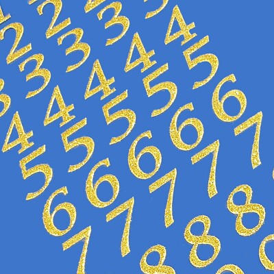 GLITTER GOLD NUMBER STICKERS Self Adhesive Birthday Wedding Card ...