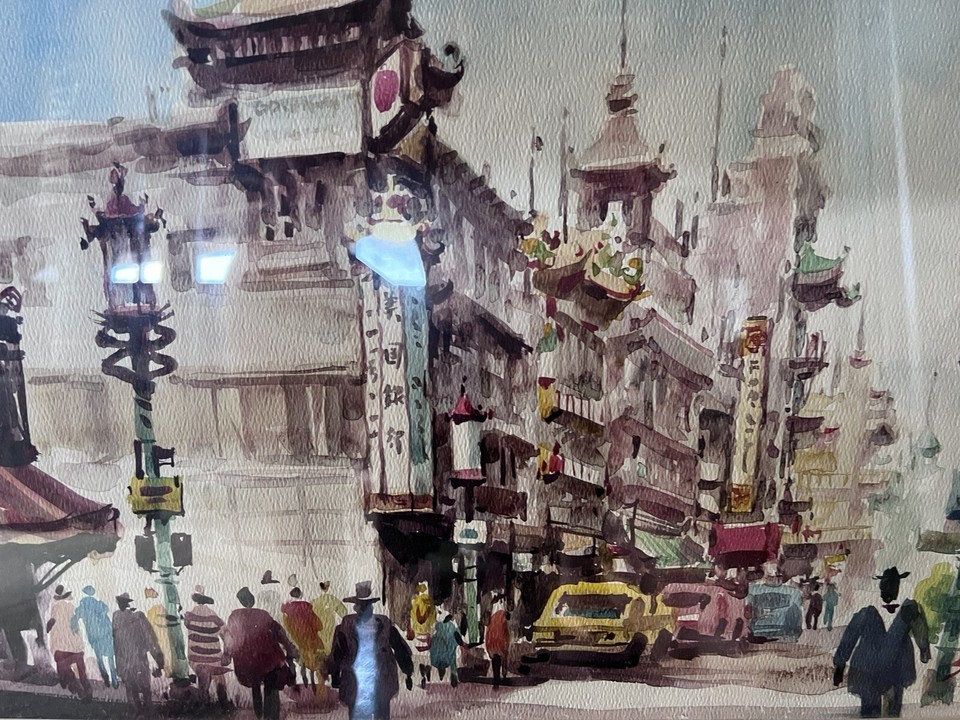 Sun Ying Chinese Listed Impressionist Watercolor Chinatown SF Signed ...