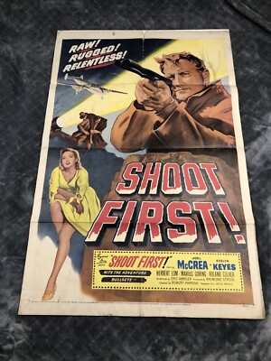 SHOOT FIRST 1953 Original Movie Poster 27 X 41 Joel McCrea Evelyn Keyes ...