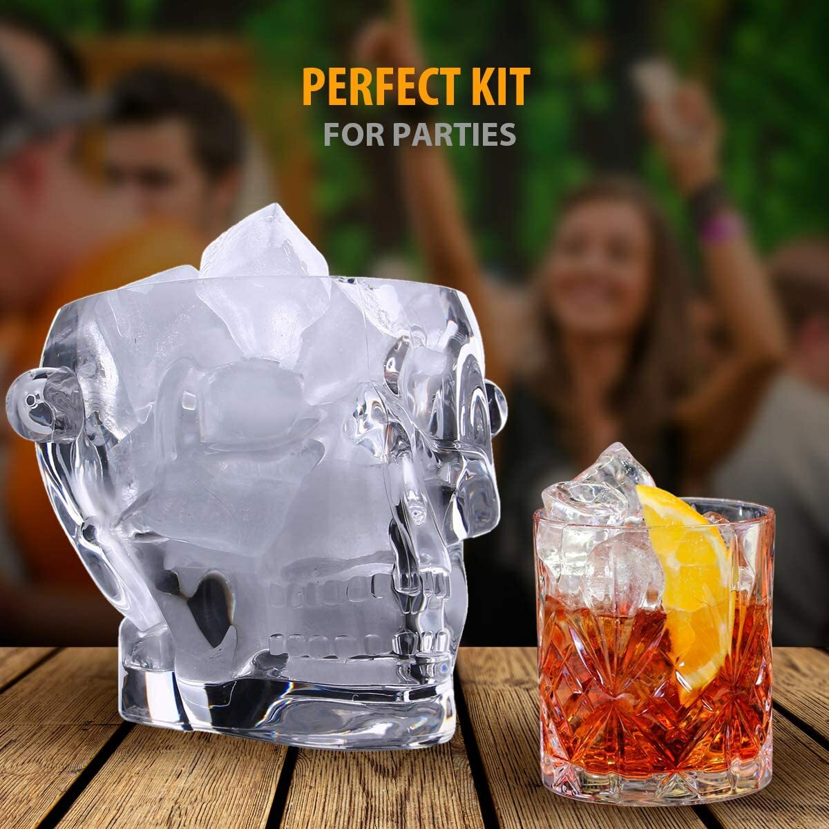 Skull Ice Bucket - Set of 2 Silicone Ice Cube Molds - Themed Parties ...