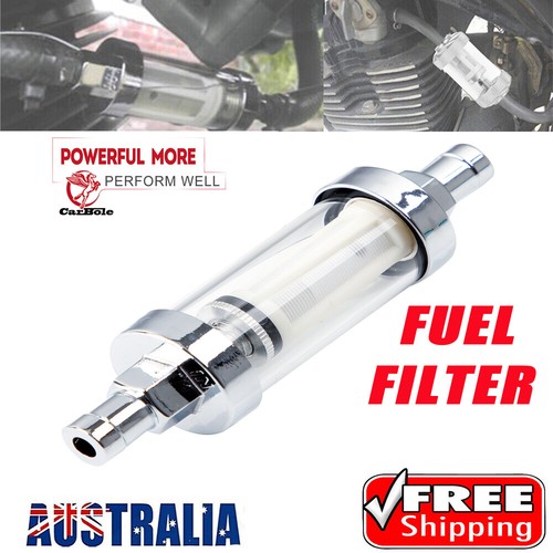 3/8" ID Filter Fuel Inline Glass Chrome Plated Inline Fuel Filter Car ...