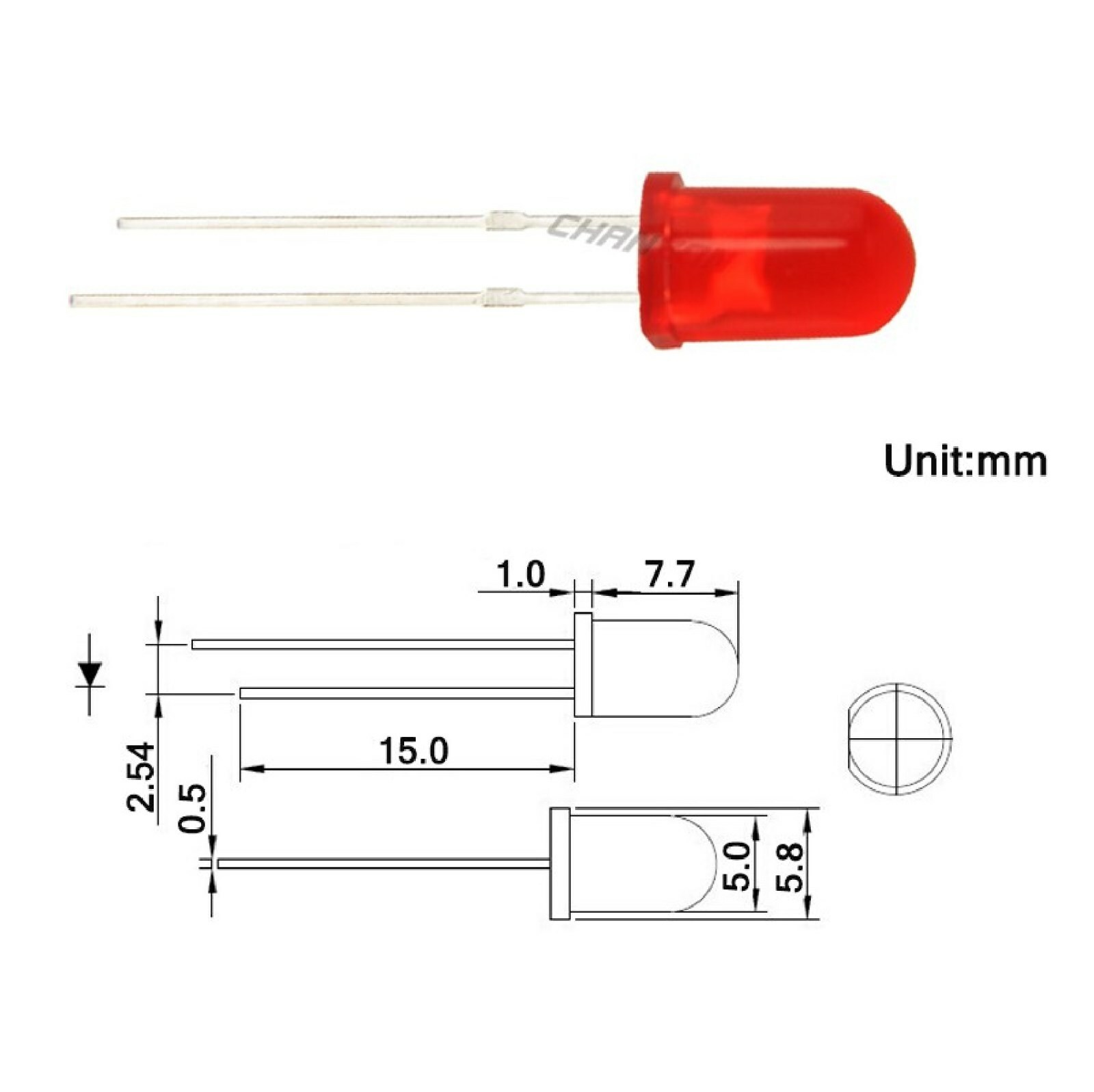 10 diodi led rosso 5 mm LUCE DIFFUSA alta luminosità + RESISTENZE | eBay