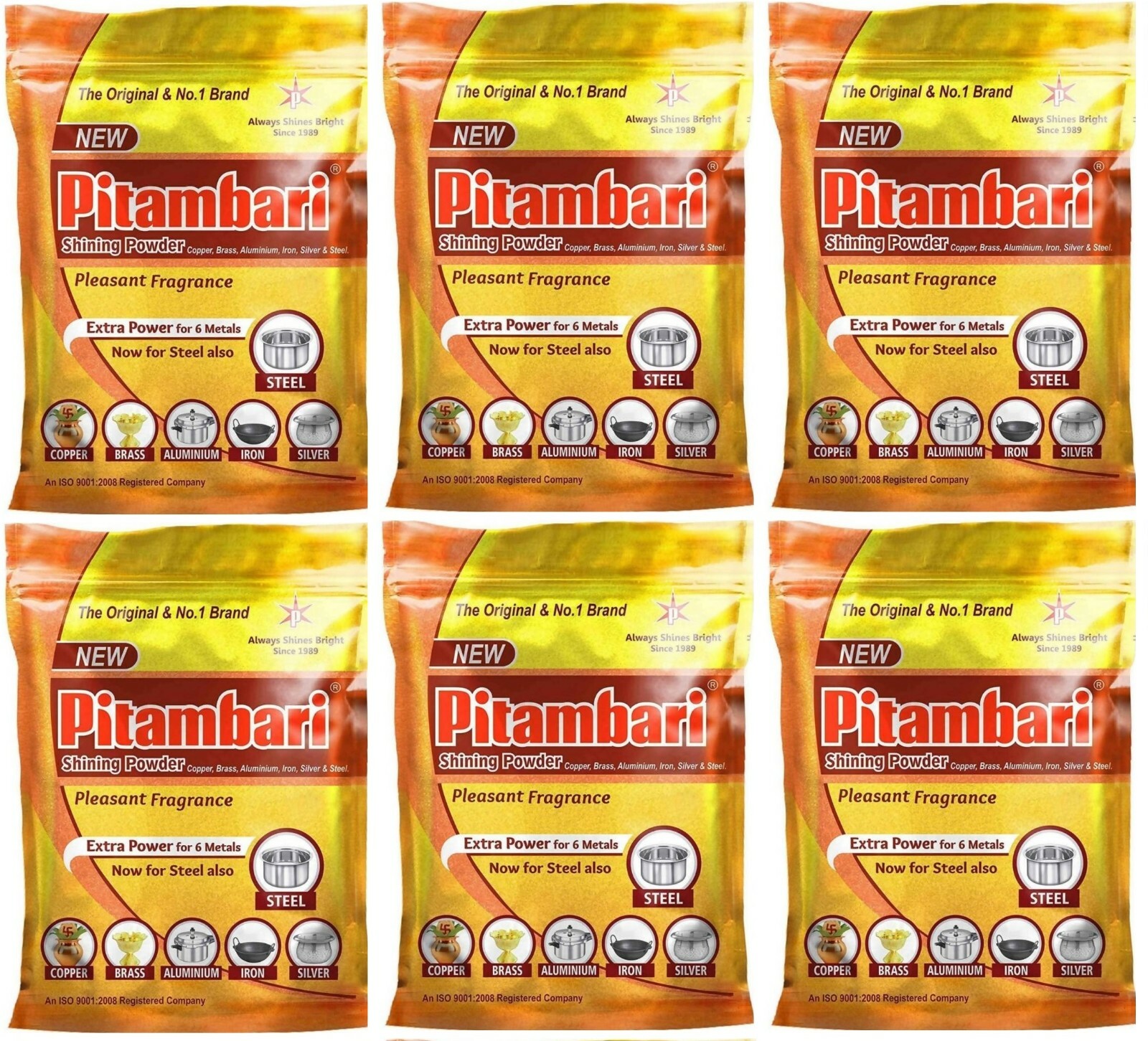 1.2kg- 6 Pack x 150g- Pitambari Powder Shine Cleaning Copper Brass ...