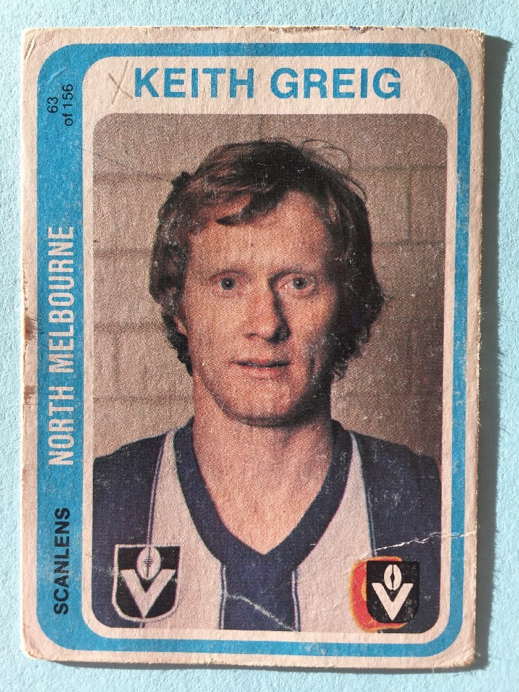 Scanlens 1979 VFL Trading Card 63 Keith Greig North Melbourne Kangaroos ...