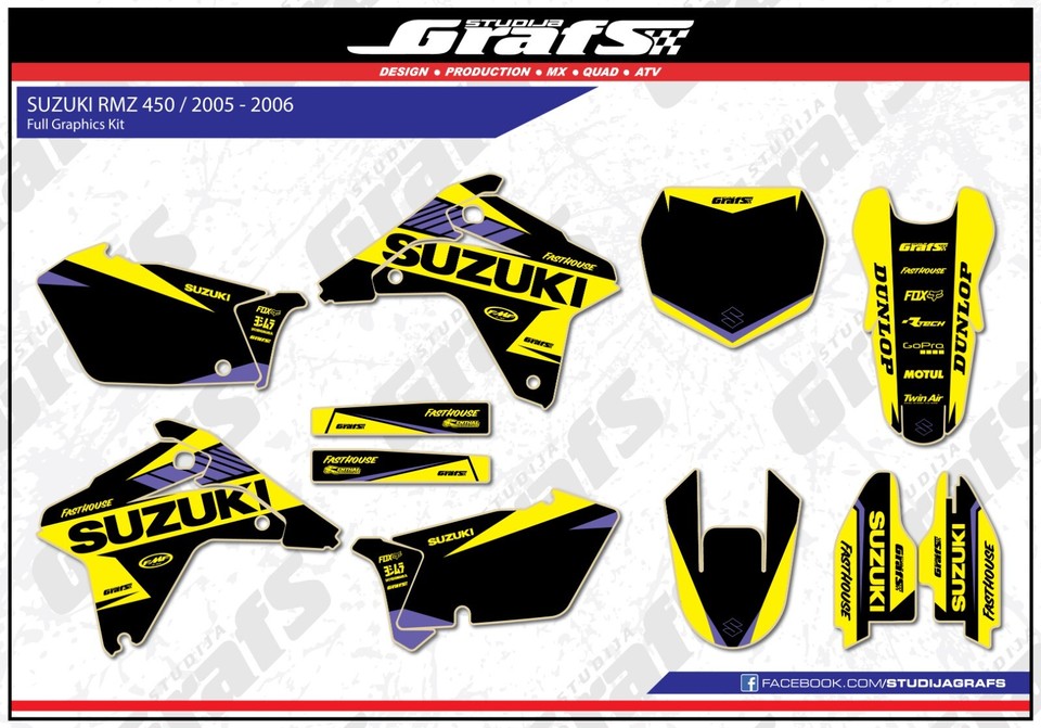 Suzuki Complete Graphics Kit For RM RMZ Z DRZ 50 65 70 85 125 250 400 ...