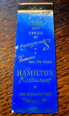 Vintage Matchbook: Hamilton Restaurant, Carlisle, PA | eBay